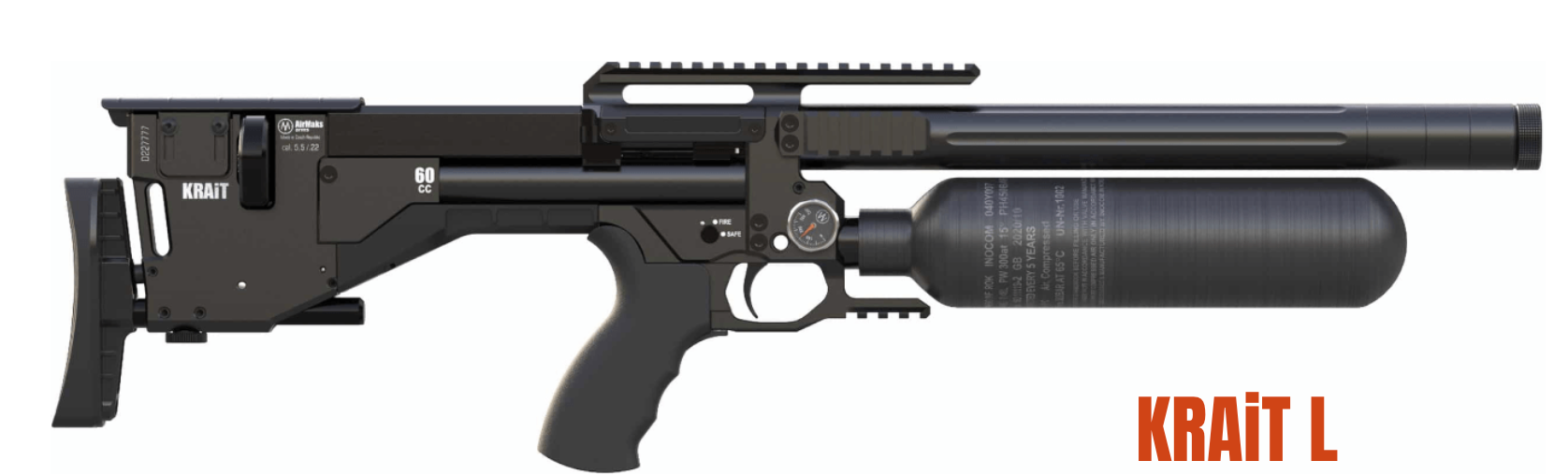 In Stock AirMaks Krait L HP Available in .22 and .25 calibers, In Blac – AirgunDirect.com