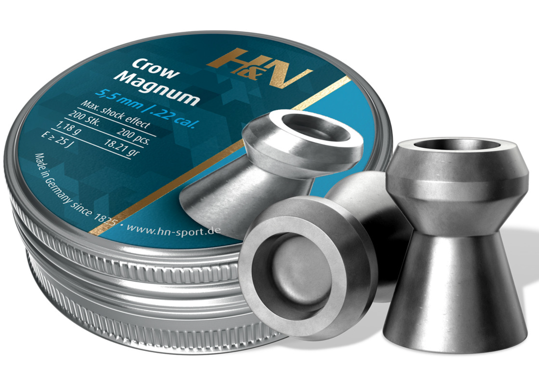 In Stock H&N Crow Magnum Hunting Pellet .22 Cal, 18.21 Grains, Hollowp ...